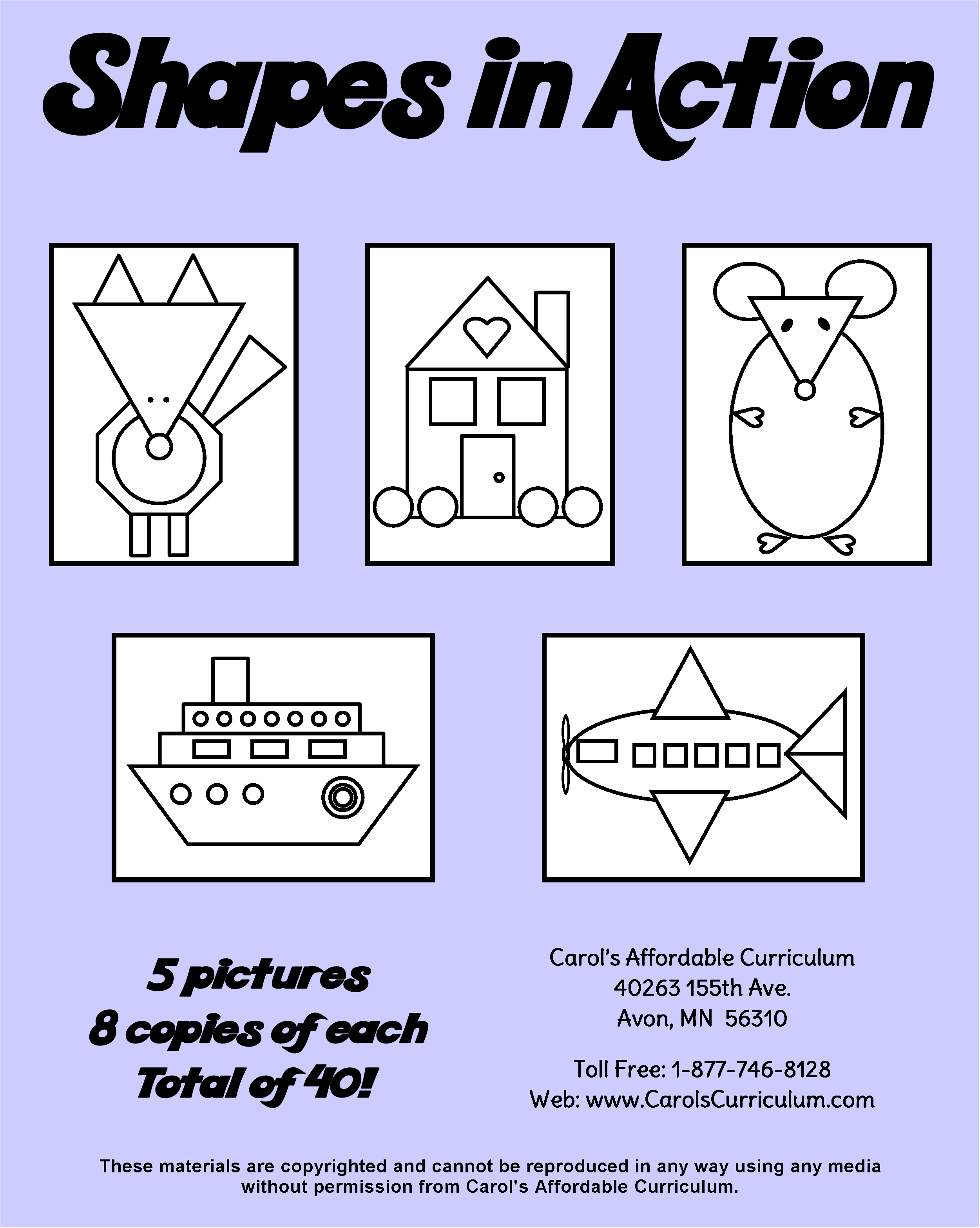 Shapes in Action: Carol's Affordable Curriculum Online store