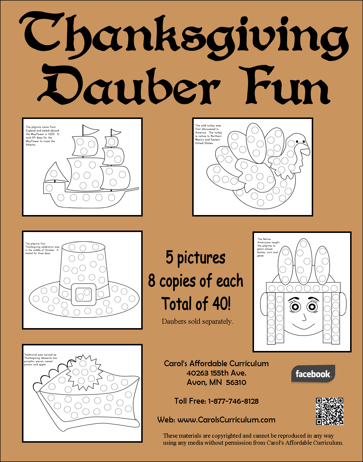 Thanksgiving Dauber Fun: Carol's Affordable Curriculum Online store